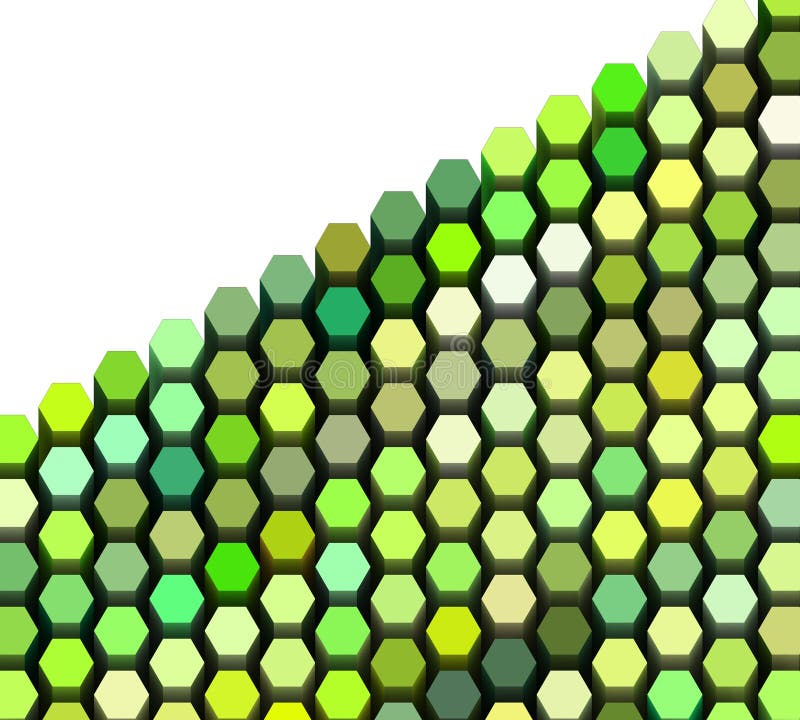 3d Hexagon in Multiple Green on White Stock Illustration - Illustration ...