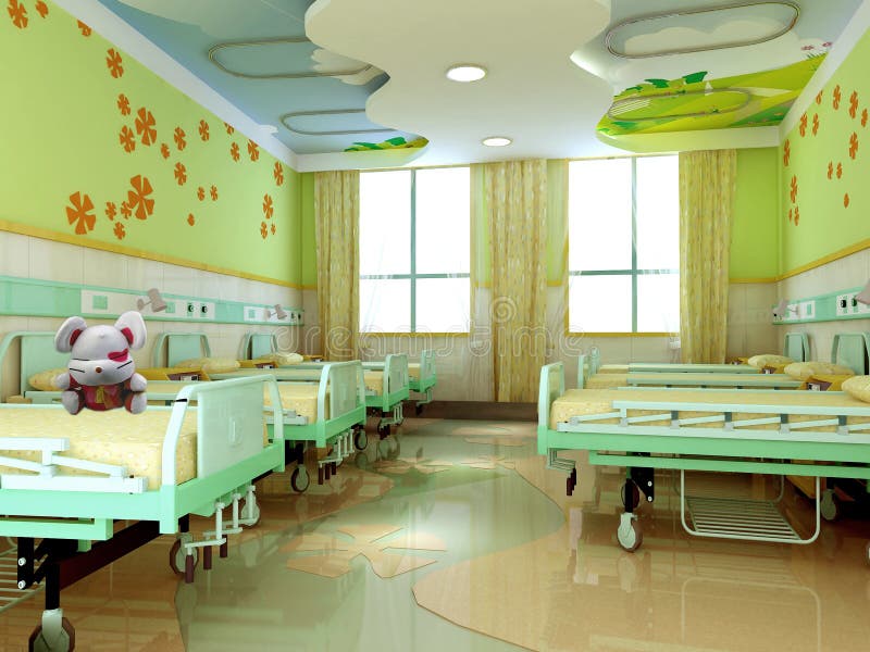 3d hospital children wards stock illustration. Illustration of quiet ...