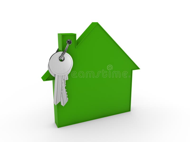 3d house key green stock illustration. Illustration of investment ...