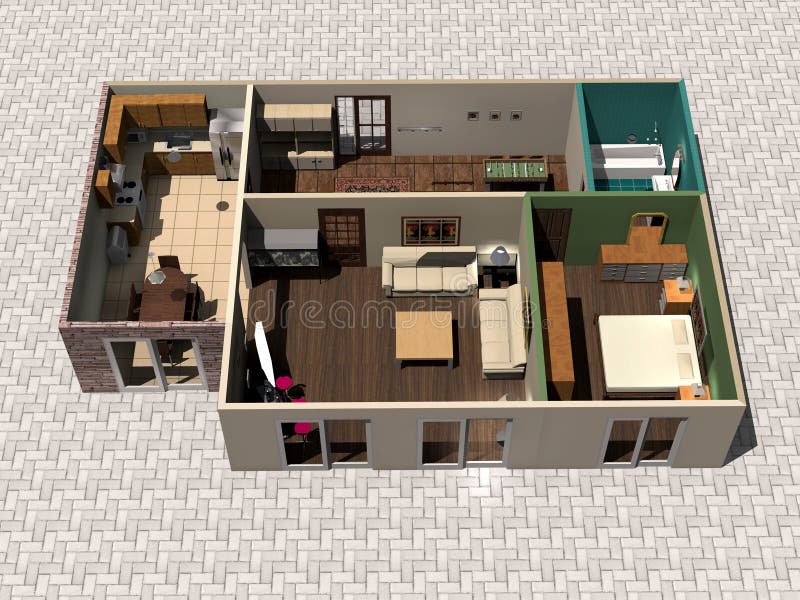 3D house plan stock illustration. Illustration of scale - 4279670