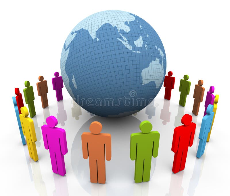 3d human around the globe. stock illustration. Illustration of ...