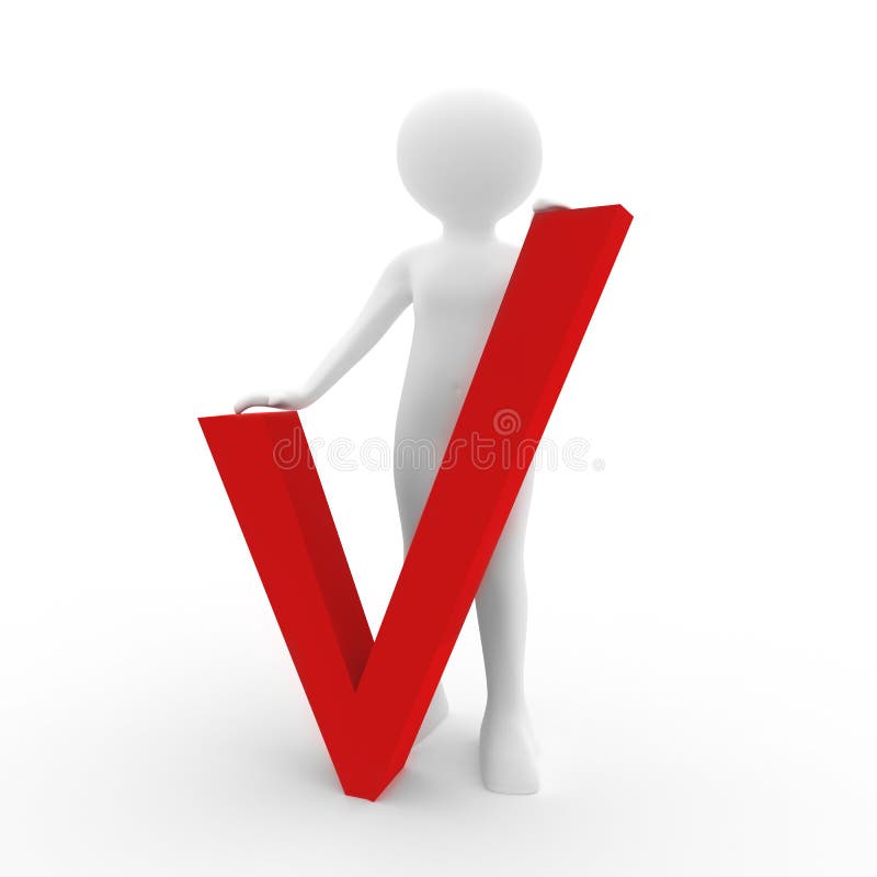 3d Human with Big Positive Symbol Stock Illustration - Illustration of ...