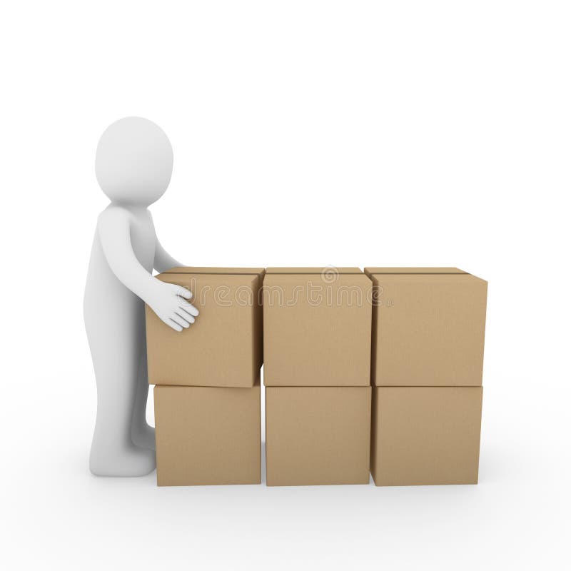 3d human shipping package stock illustration. Illustration of ...