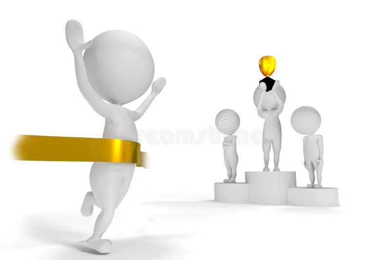 Happy 3d Human Wins and Jumps in the Air Stock Illustration ...