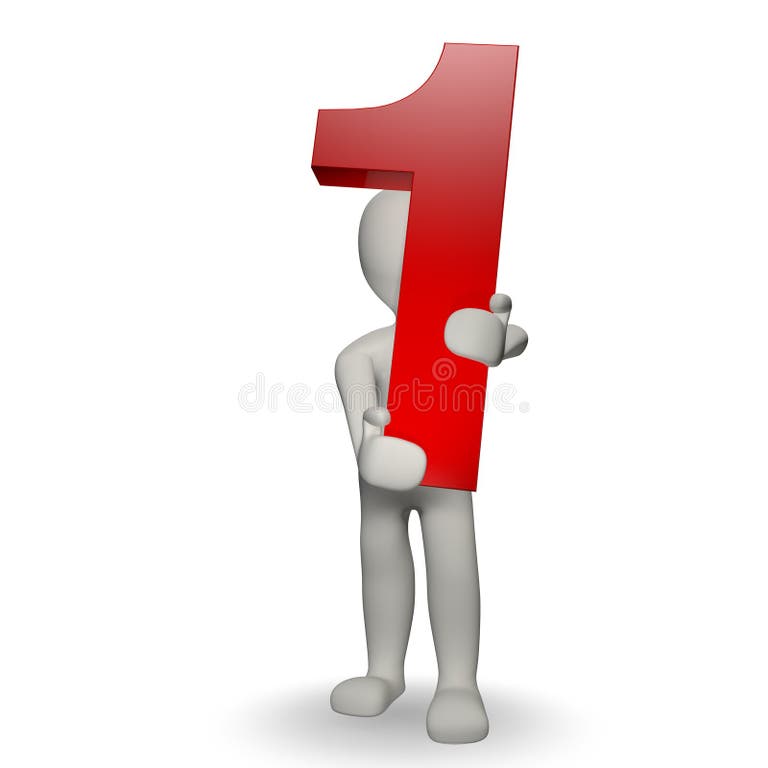 3D Human Charcter Holding Number One Stock Illustration - Illustration ...