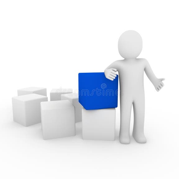 3d human cube blue stock illustration. Illustration of person - 17578154