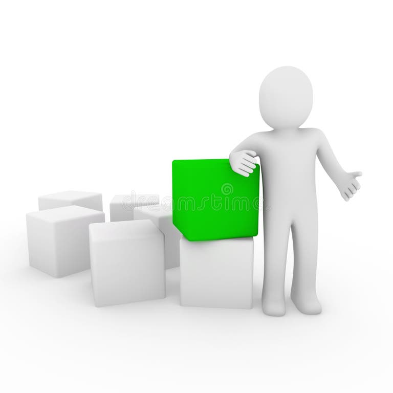 3d human cube green stock illustration. Illustration of person - 17603822