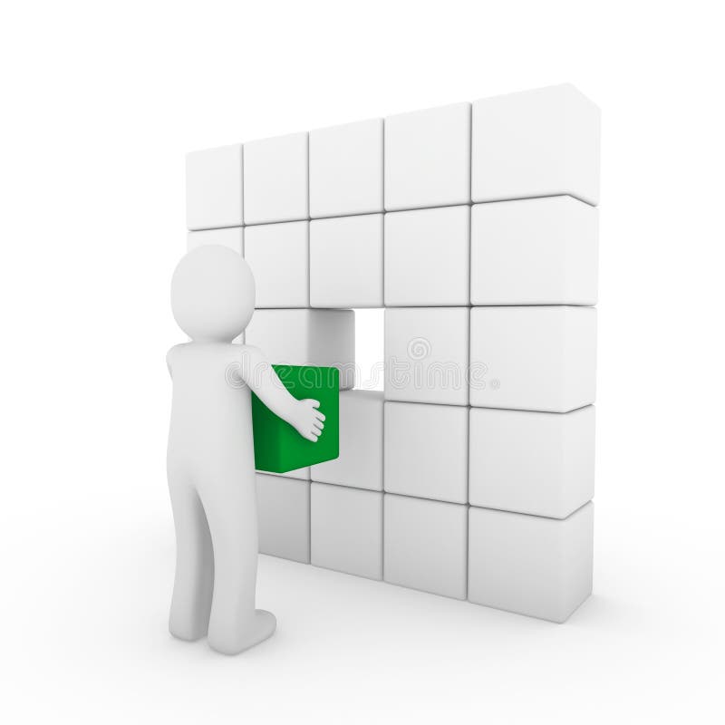 3d human cube green white stock illustration. Illustration of cube ...
