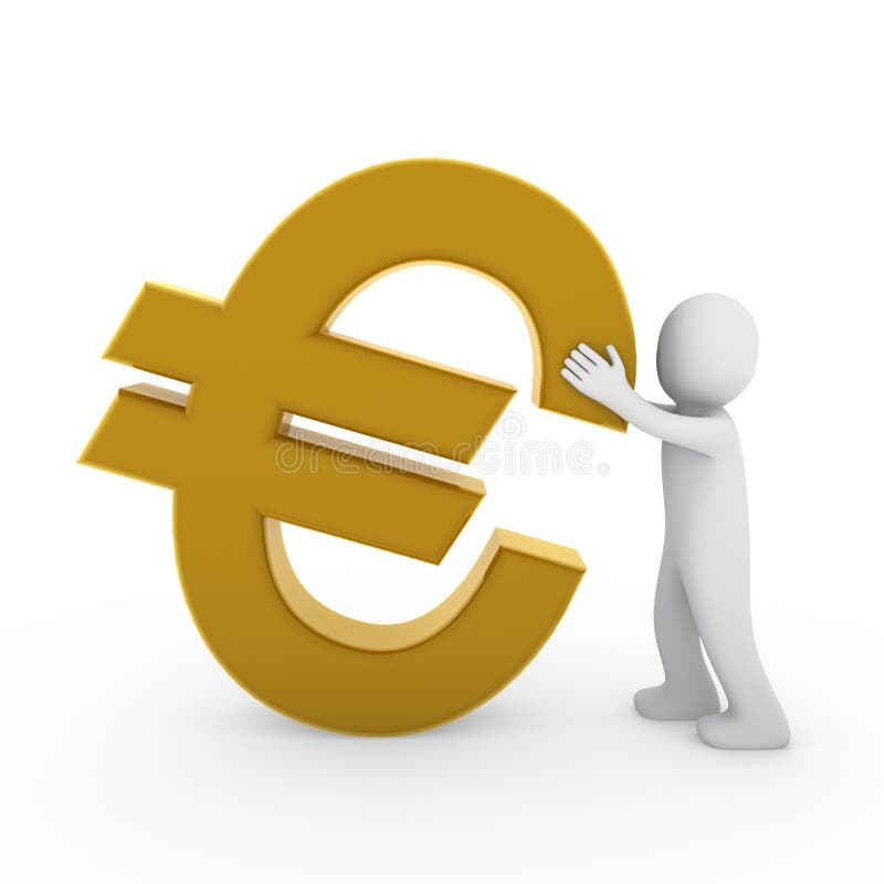 3d Human with Euro-parachute Stock Illustration - Illustration of euro ...