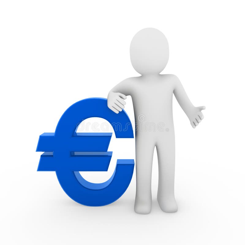 3d Human with Euro-parachute Stock Illustration - Illustration of euro ...