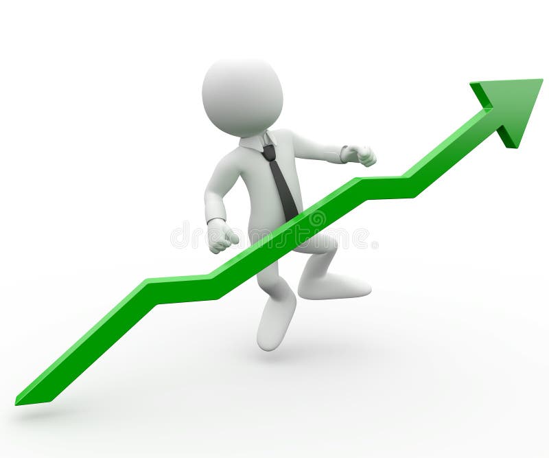 3D Human Jumping with a Green Arrow Pointing Up Stock Illustration ...