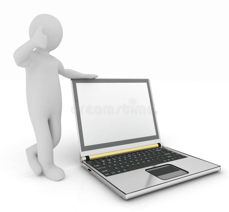 Laptop 3D with Lock and Key. Computer Security Stock Illustration ...