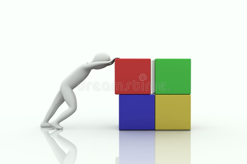3d Human with Ordered Cubes Stock Illustration - Illustration of ...