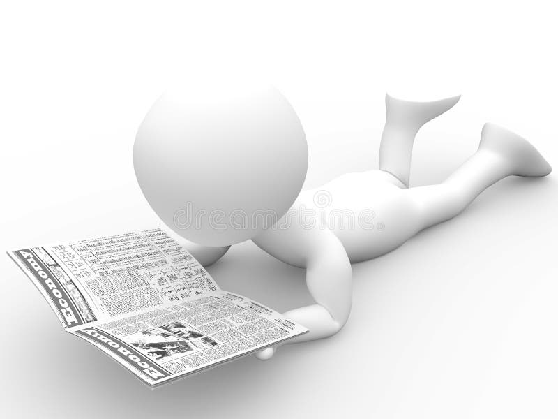 3D Human Reading the Newspaper Stock Illustration - Illustration of ...