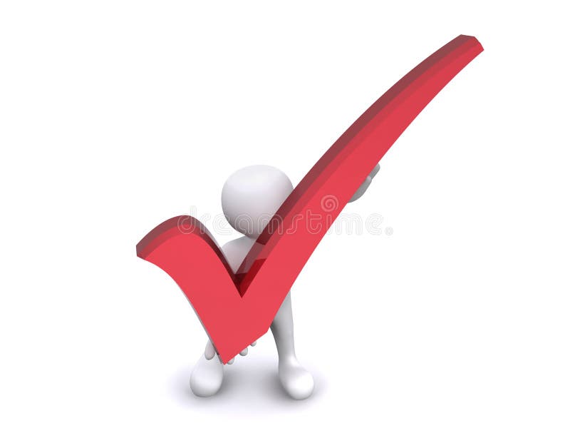 3D Human Red Tick stock illustration. Illustration of exclamation ...