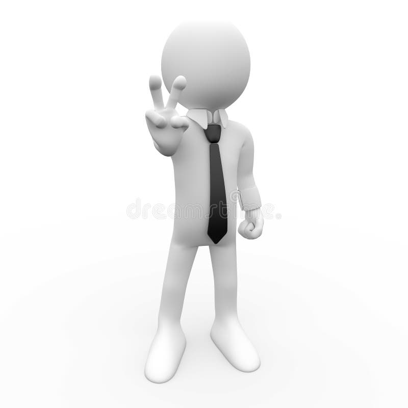 3D Human with the Symbol of Victory Stock Illustration - Illustration ...