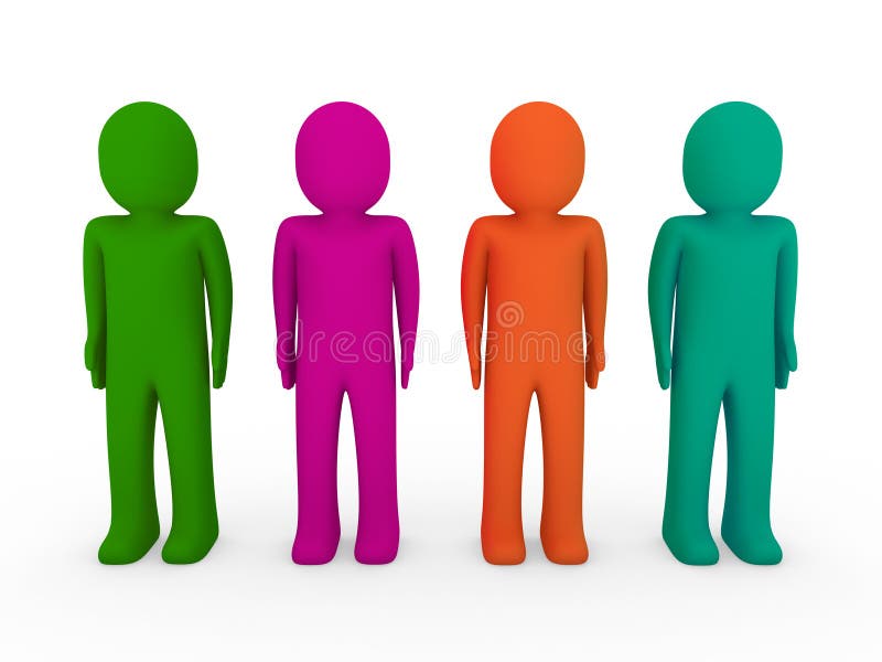 3d Human Team Green Pink Orange Stock Illustration - Illustration of ...