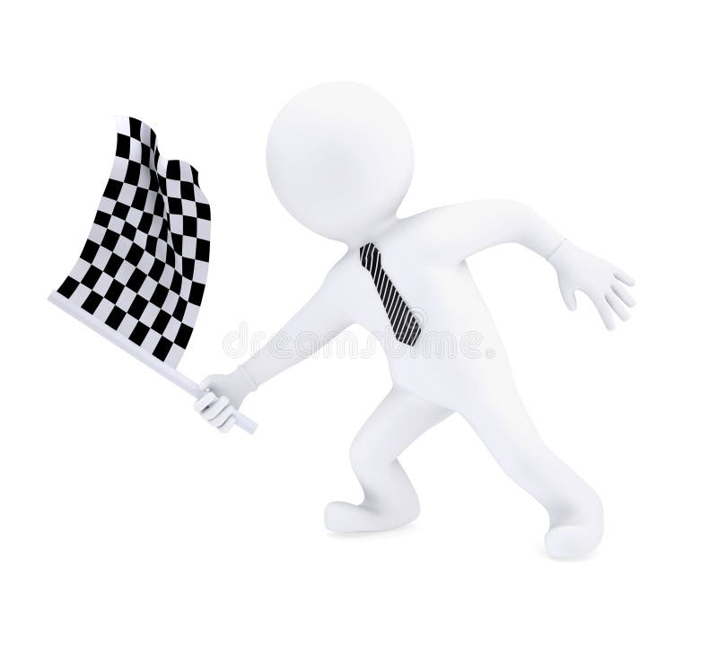 3d Human Waving the Flag at the Start of Sports Stock Illustration ...