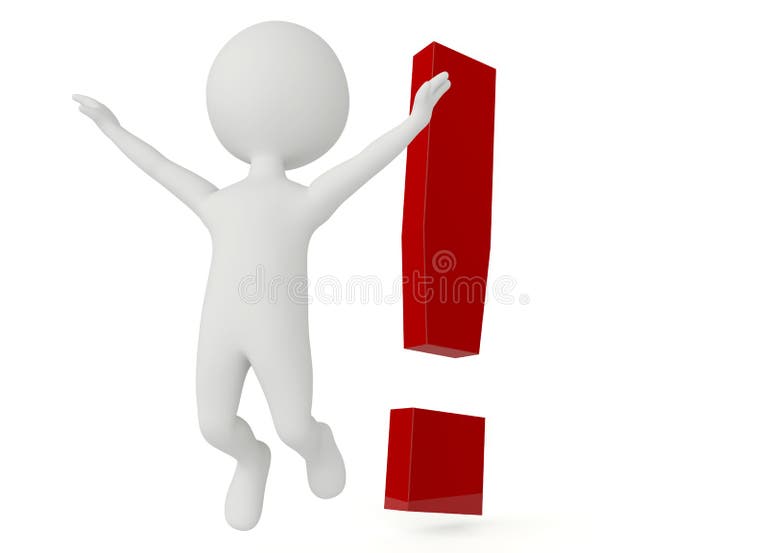 3d Humanoid Character with a Exclamation Mark Stock Illustration ...