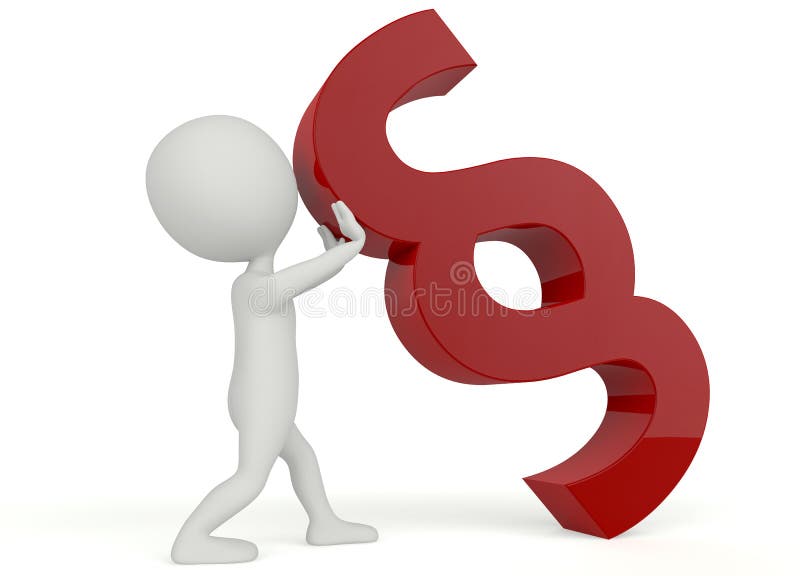 3d Humanoid Character Hold a Paragraph Symbol Stock Illustration ...