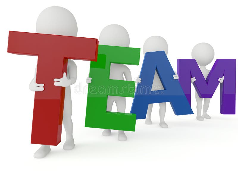 3d Humanoid Character Hold a Team Word Stock Illustration ...