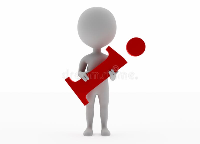 3d Humanoid Character with a Information Symbol Stock Illustration ...