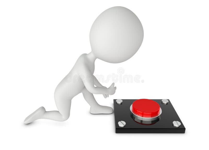 3d Humanoid Character Press a Button Stock Illustration - Illustration ...