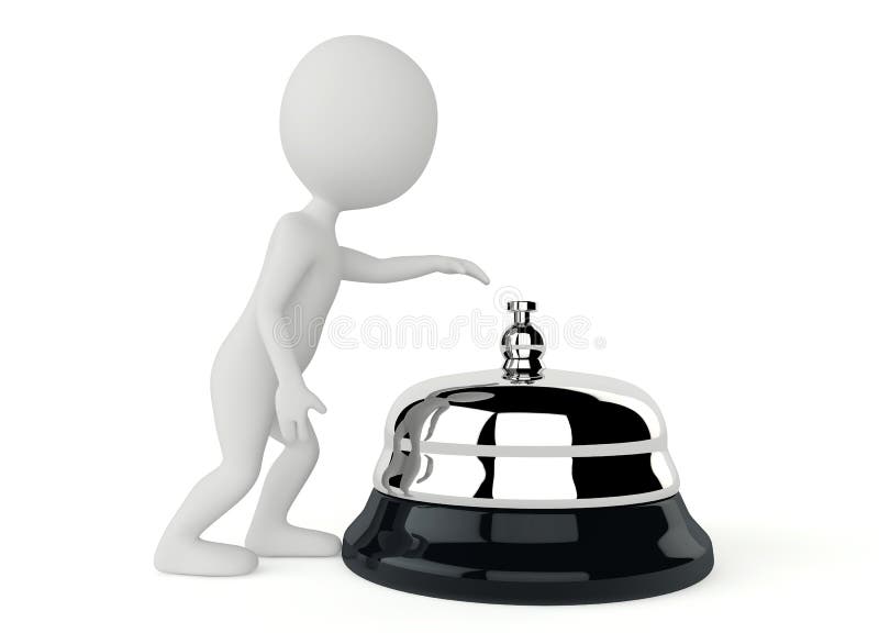 3d Humanoid Character with a Service Bell Stock Illustration ...