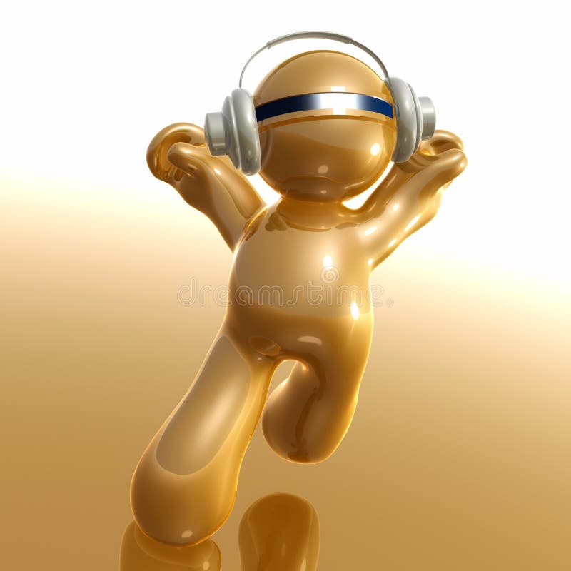 3d Humanoid Icon Listening To Music Stock Illustration - Illustration ...
