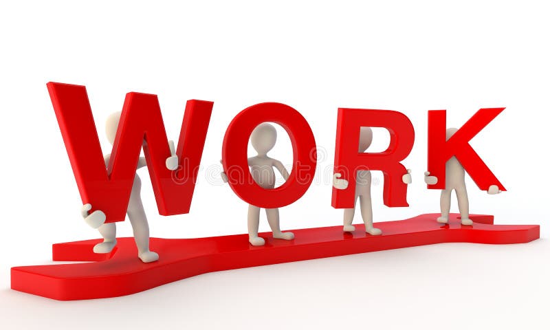 3D Humans Forming Red Work Word Stock Illustration - Illustration of ...
