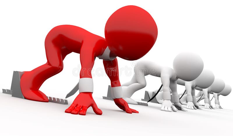 3D Humans Race Ready To Start Stock Illustration - Illustration of ...