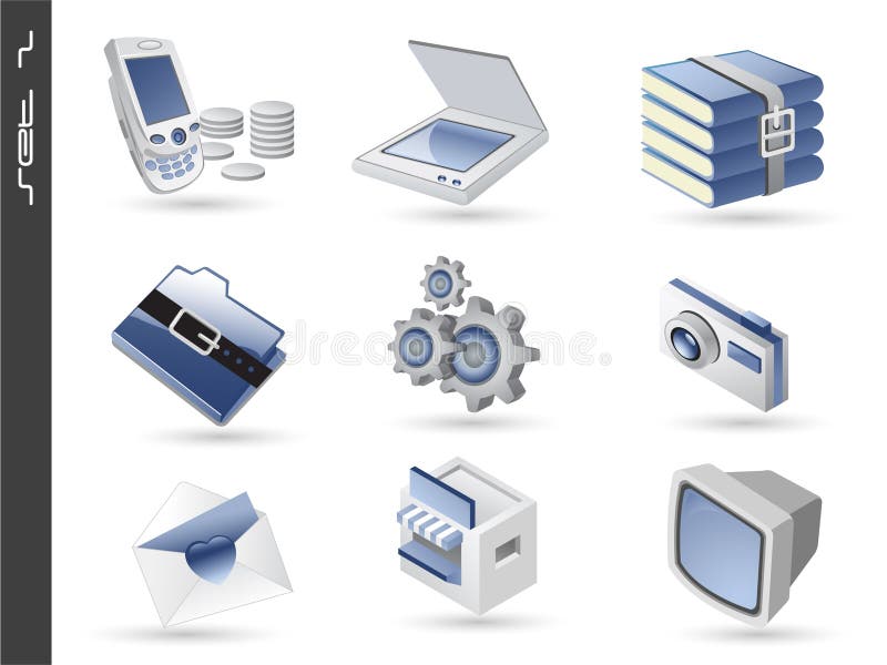 3d icons set 02 stock vector. Illustration of internet - 9127353