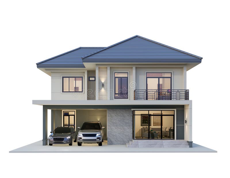 3D Illustration, Architecture, Modern Style Two - Storey House Stock ...