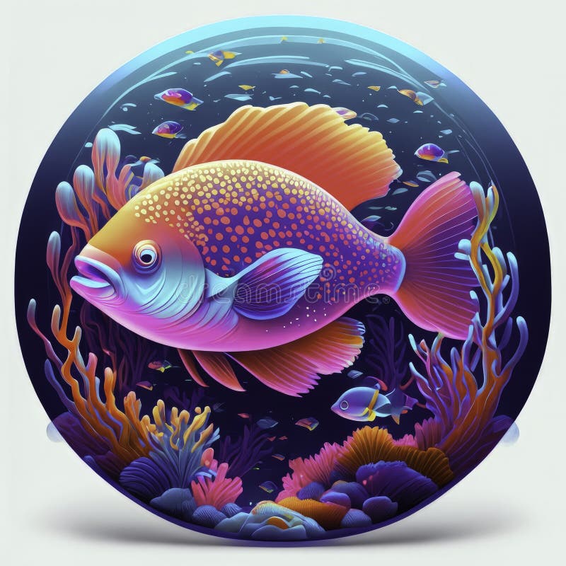 3d Illustration of a Beautiful Fish in the Aquarium. 3d Rendering AI ...