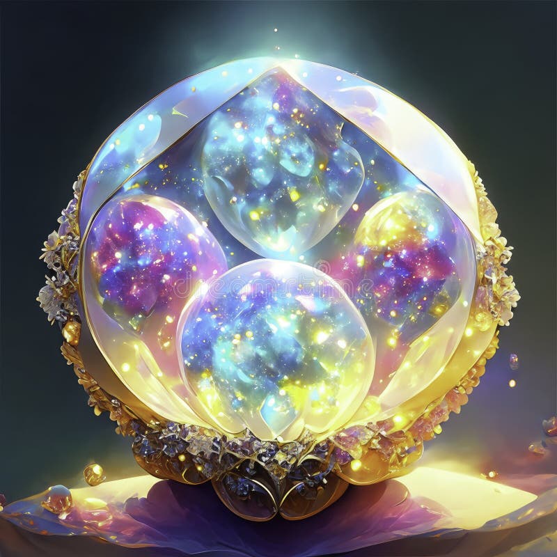 3d Illustration of a Crystal Ball with Space and Stars Inside ...