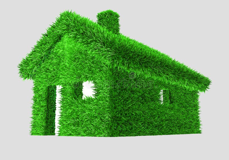 3D Illustration of a Green House with Grass Stock Illustration ...