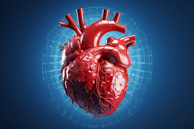 3D Illustration of a Human Heart on a Blue Background Stock ...