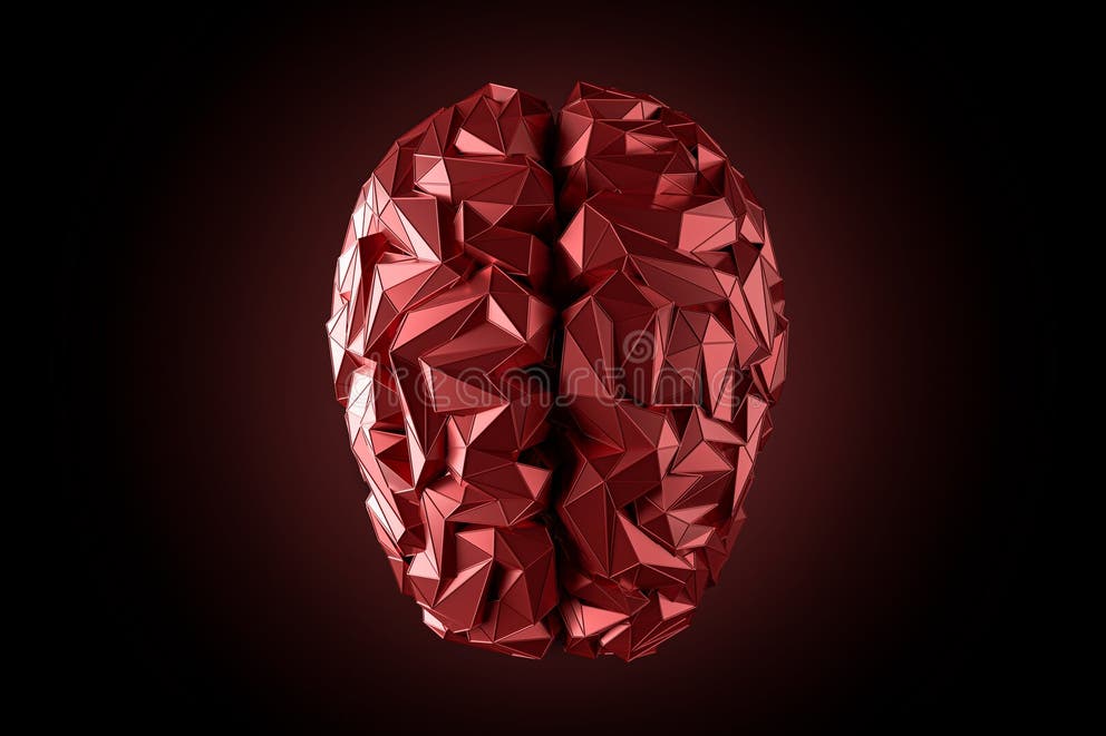 3d Illustration of Stylized Low-poly Brain Symbolizes Intelligence and ...