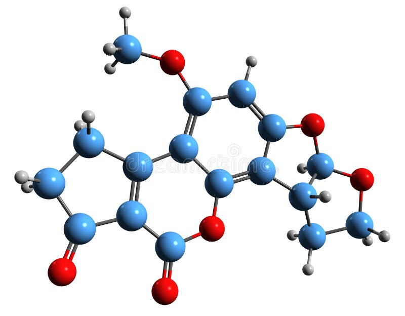 3D Image of Aflatoxin B1 Exo-8,9-epoxide Skeletal Formula Stock ...