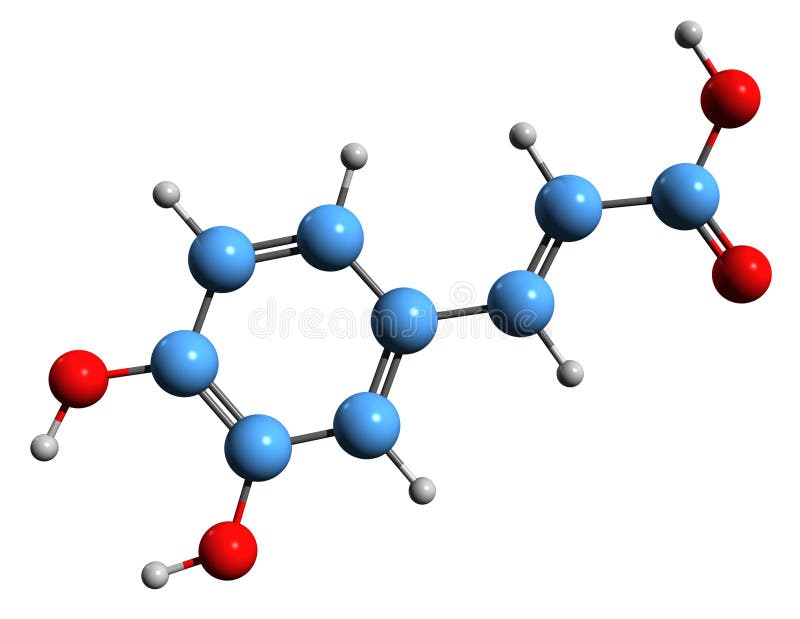 Caffeic Acid Molecule, Structural Chemical Formula, Ball-and-stick ...