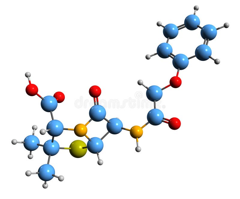 3D Image of Penicillin-G-potassium Skeletal Formula Stock Illustration ...