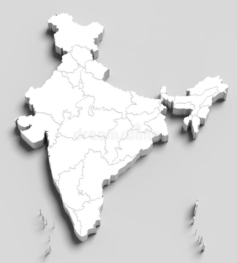 India Map 3d Image With States - United States Map