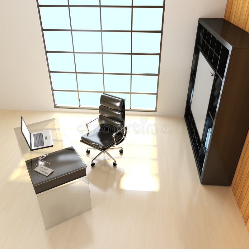 3D indoor office rendering stock illustration. Illustration of plant ...