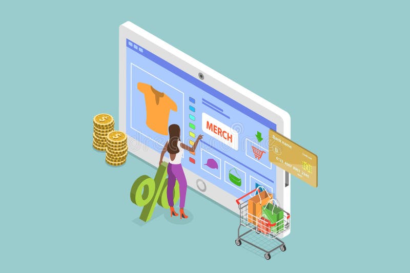 3D Isometric Flat Vector Illustration of Individual Merch Stock Vector ...