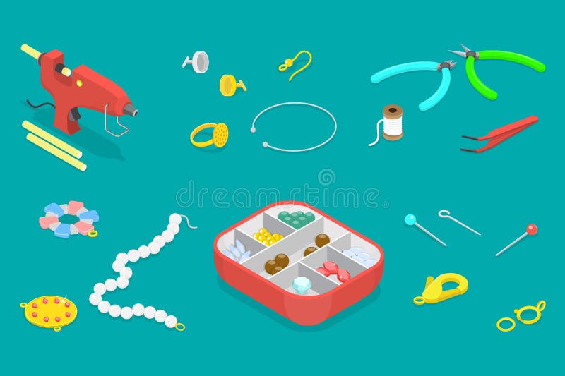 3D Isometric Flat Vector Illustration of Jewelry Making Tools Stock ...