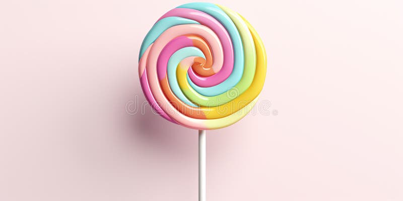3d Isometric Illustrations of a Lollipop in Pastel Colors on a White ...