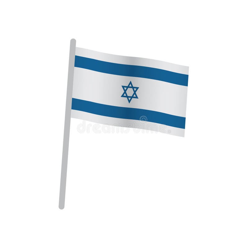 3D Israel Flag Icon with Pole Vector Stock Vector - Illustration of ...