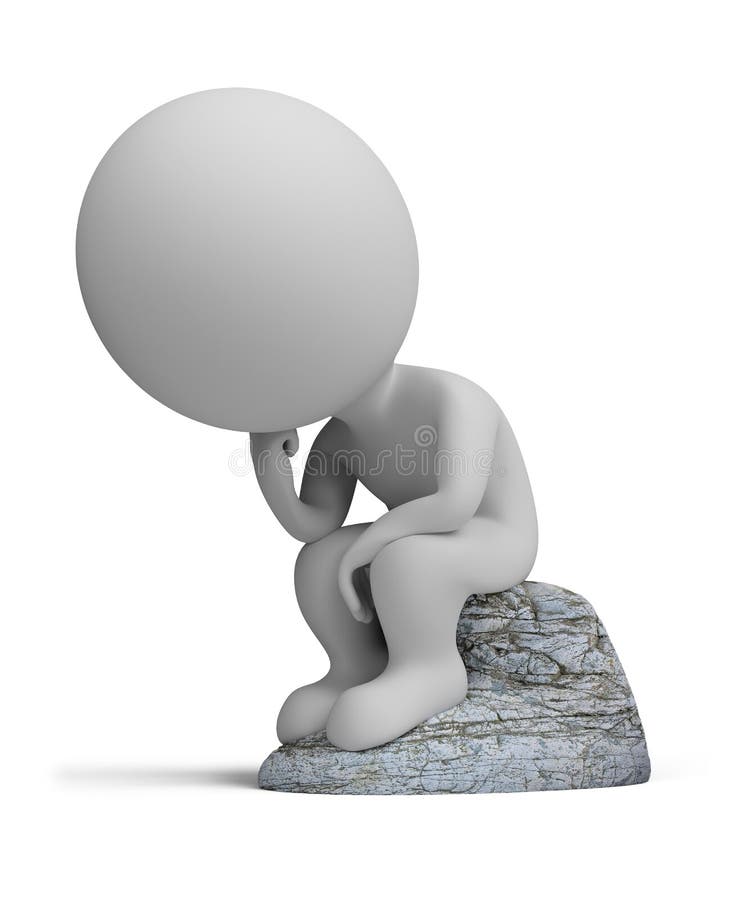 3d kleine Leute - Denker stock abbildung. Illustration von felsen ...
