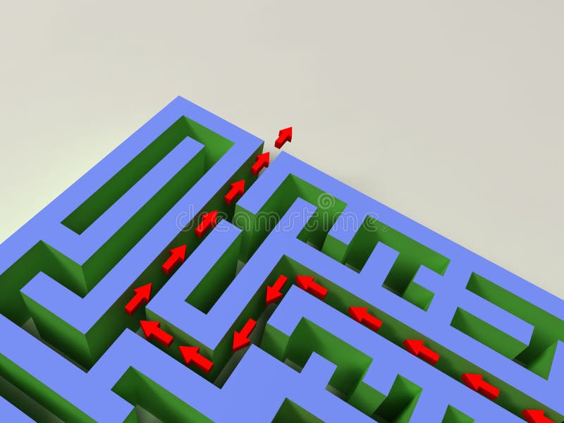 3D Labyrinth With Red Arrow Picture. Image: 6241861