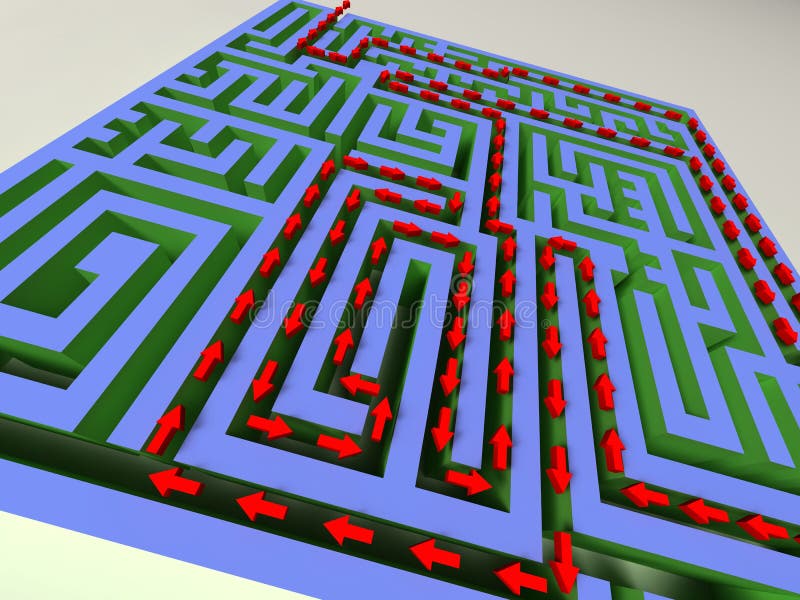 3D Labyrinth With Red Arrow Picture. Image: 6241908